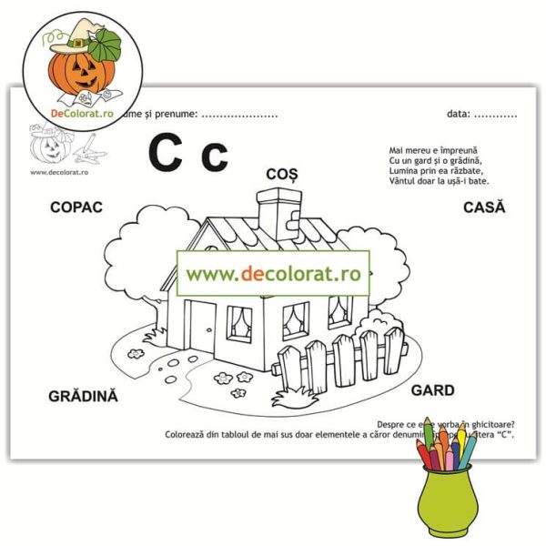 Litera C în imagini de toamnă - fișă de lucru | DeColorat.ro
