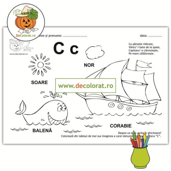 Litera C în imagini de toamnă - fișă de lucru | DeColorat.ro
