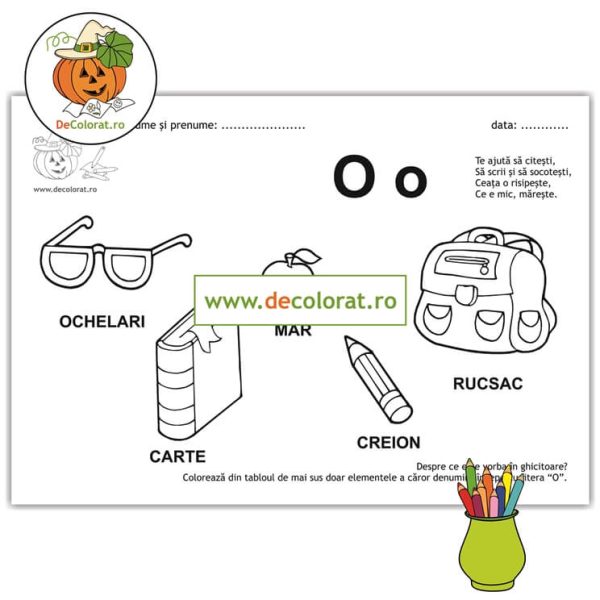 Litera si sunetul O - fișă de lucru cu ghicitoare (oaie) | DeColorat.ro