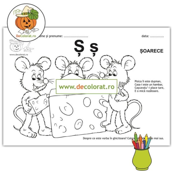 Litera Ș - fișă de lucru cu ghicitoare (șarpe) | DeColorat.ro