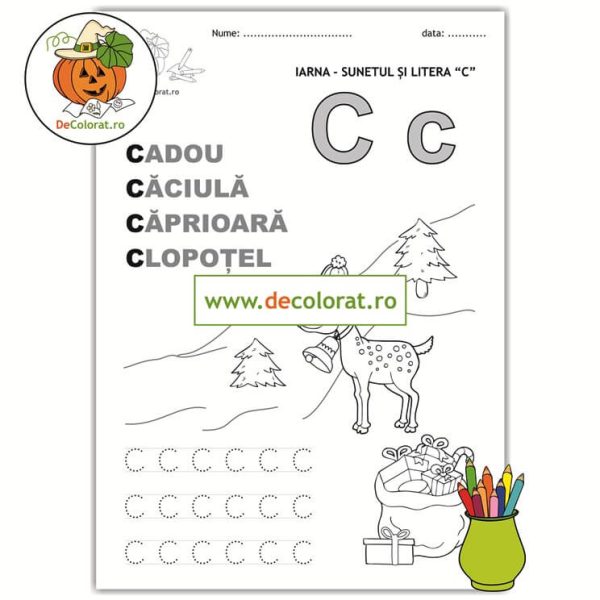 Litera C în imagini de toamnă - fișă de lucru | DeColorat.ro