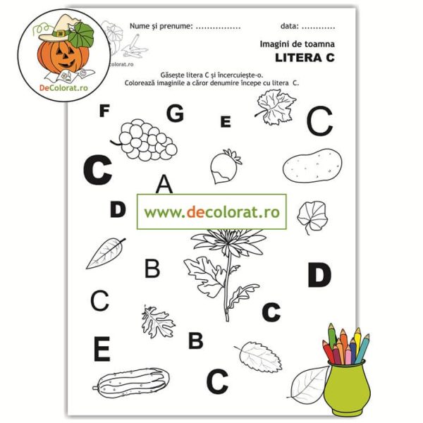Fișă cu litera și sunetul C - Să învățăm literele C mare și c mic!