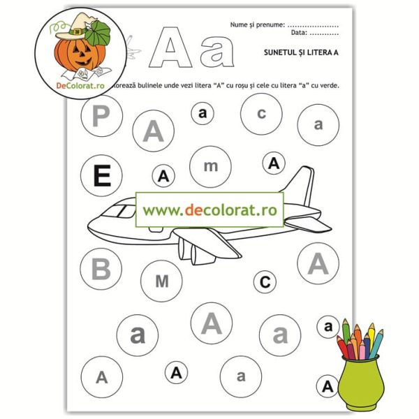 Litera și Sunetul A - fișă de lucru cu ghicitoare | DeColorat.ro
