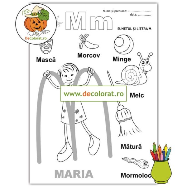 Fișă de lucru cu litera și sunetul M - Să învățăm literele!