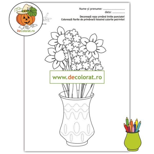 Fișă de lucru cu elemente grafice cu flori | Decolorat.ro