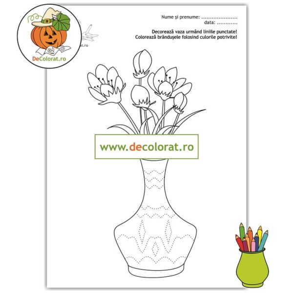 Fișă de lucru cu elemente grafice cu flori | Decolorat.ro