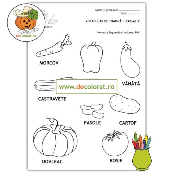 Vocabular de toamnă - fișă de lucru cu fructe | DeColorat.ro