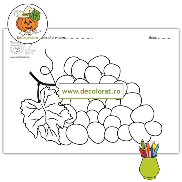 Coșul cu fructele toamnei - planșă de colorat | Decolorat.ro