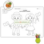 1 Decembrie - Ziua României - planșă de colorat cu româncuță