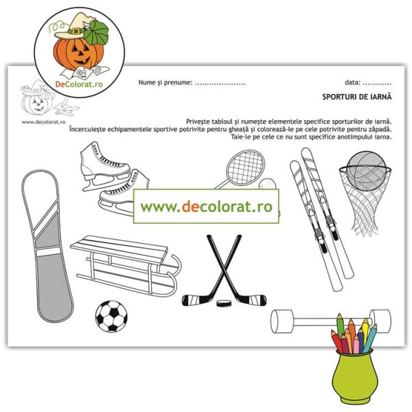 Cu patinele pe gheață - fișă de lucru - sporturi de iarnă: patinajul