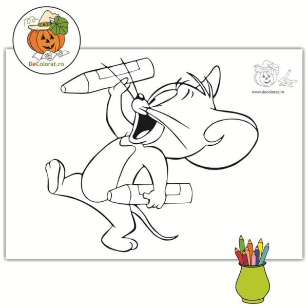Desene animate - Planșă de colorat cu Tom și Jerry | Decolorat.ro
